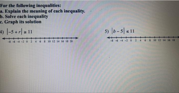 Solved For the following inequalities: a. Explain the | Chegg.com
