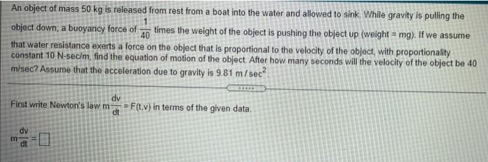 Solved An object of mass 50 kg is released from rest from a | Chegg.com