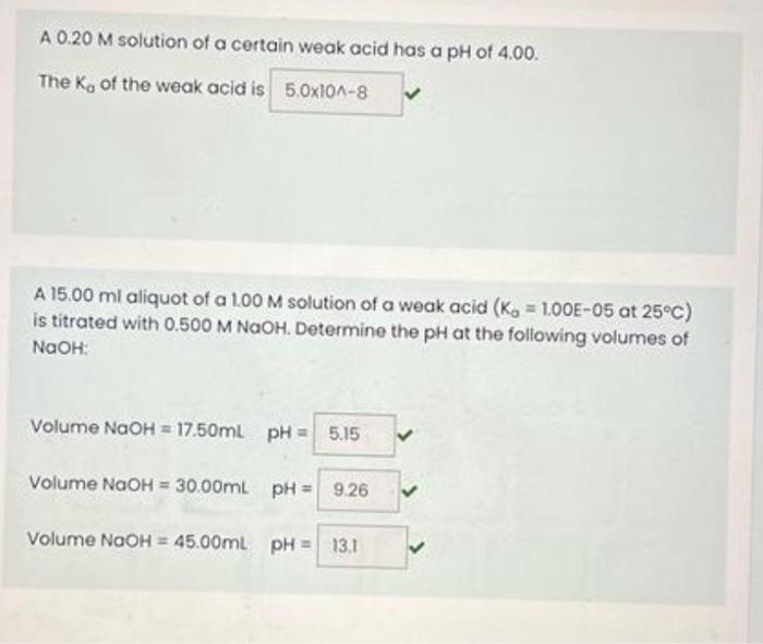 Solved A 0.20M solution of a certain weak acid has a pH of | Chegg.com