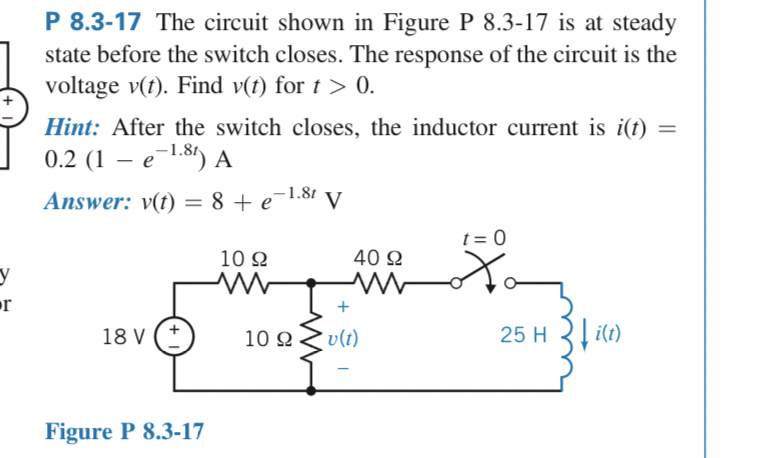 Solved P 8.3-17 ﻿The circuit shown in Figure P 8.3-17 ﻿is at | Chegg.com