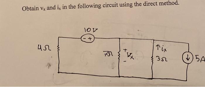 Solved Obtain Vx and ix in the following circuit using the | Chegg.com