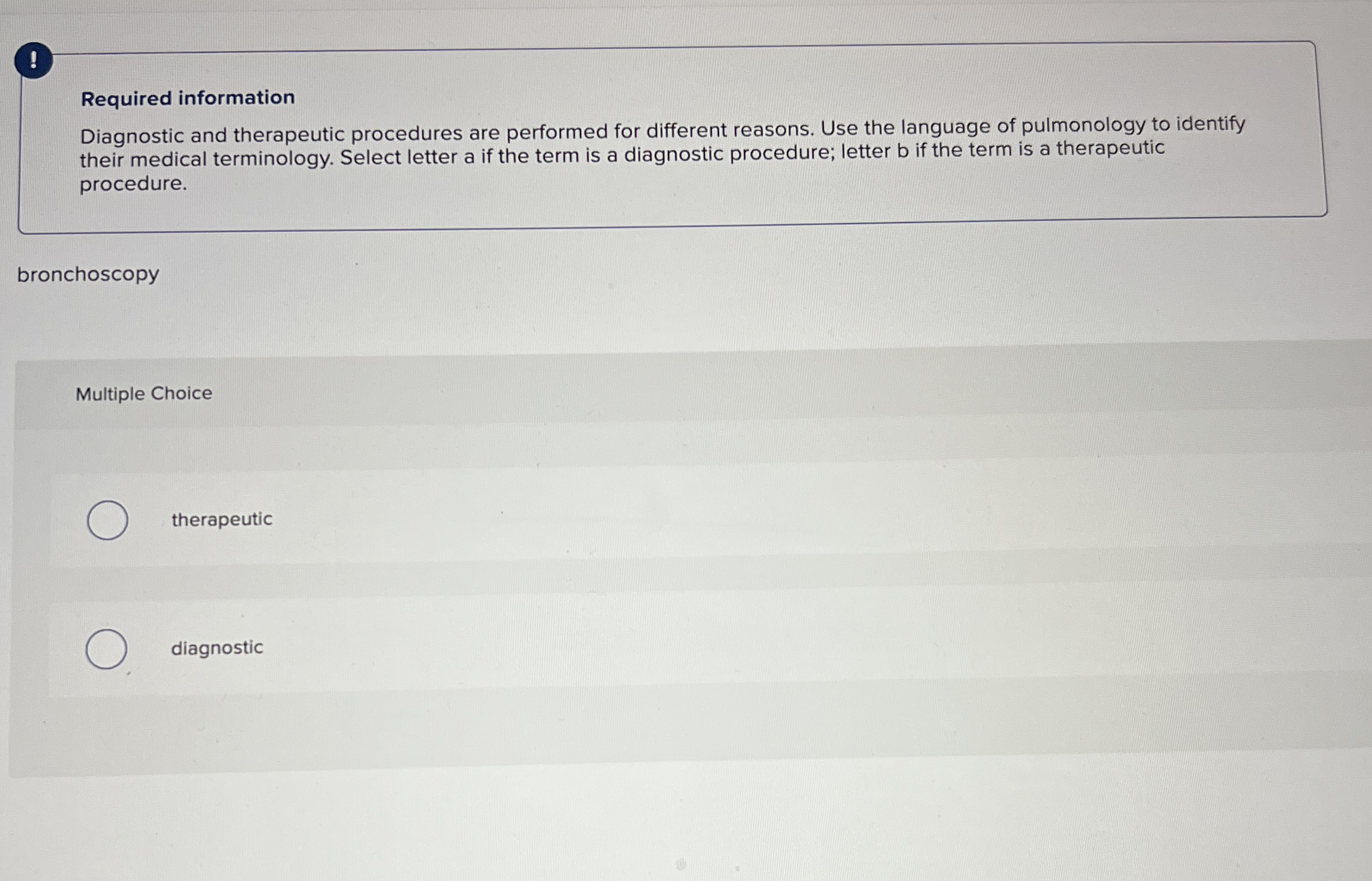 Solved !Required informationDiagnostic and therapeutic | Chegg.com