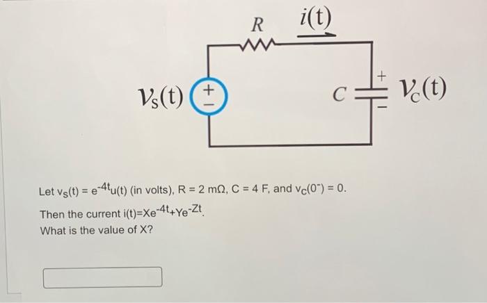 Solved Let Vs T E−4tu T In Volts R 2mΩ C 4f And