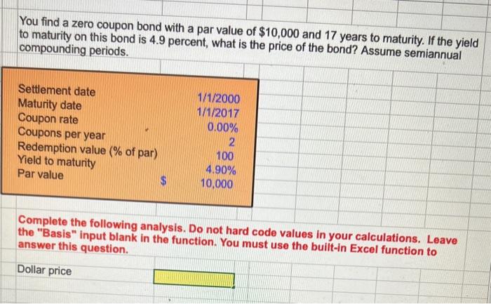 Solved You find a zero coupon bond with a par value of | Chegg.com