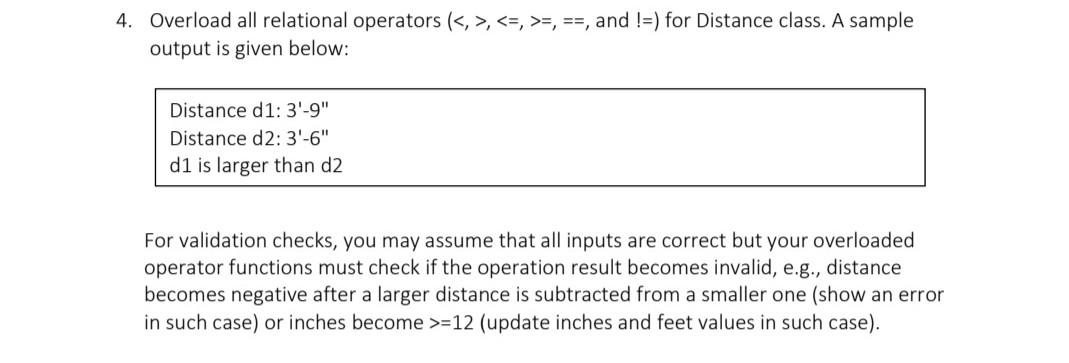Solved 4. Overload all relational operators