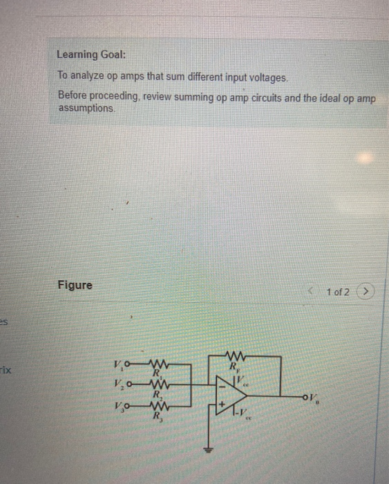 Solved Learning Goal: To analyze op amps that sum different | Chegg.com