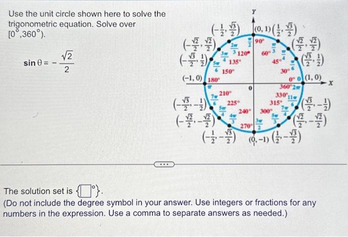 Solved Use the unit circle shown here to solve the | Chegg.com