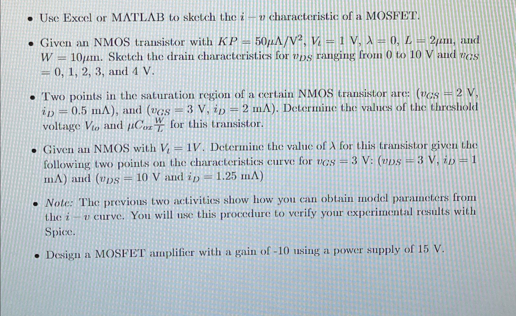 Solved Use Excel or M MTL ΛB ﻿to sketch the i-v | Chegg.com
