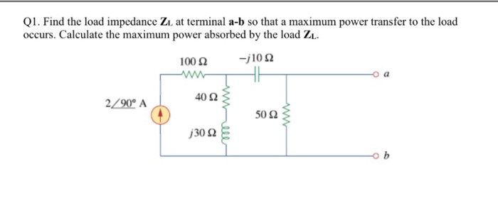 Solved Q1. Find the load impedance Zi at terminal a-b so | Chegg.com