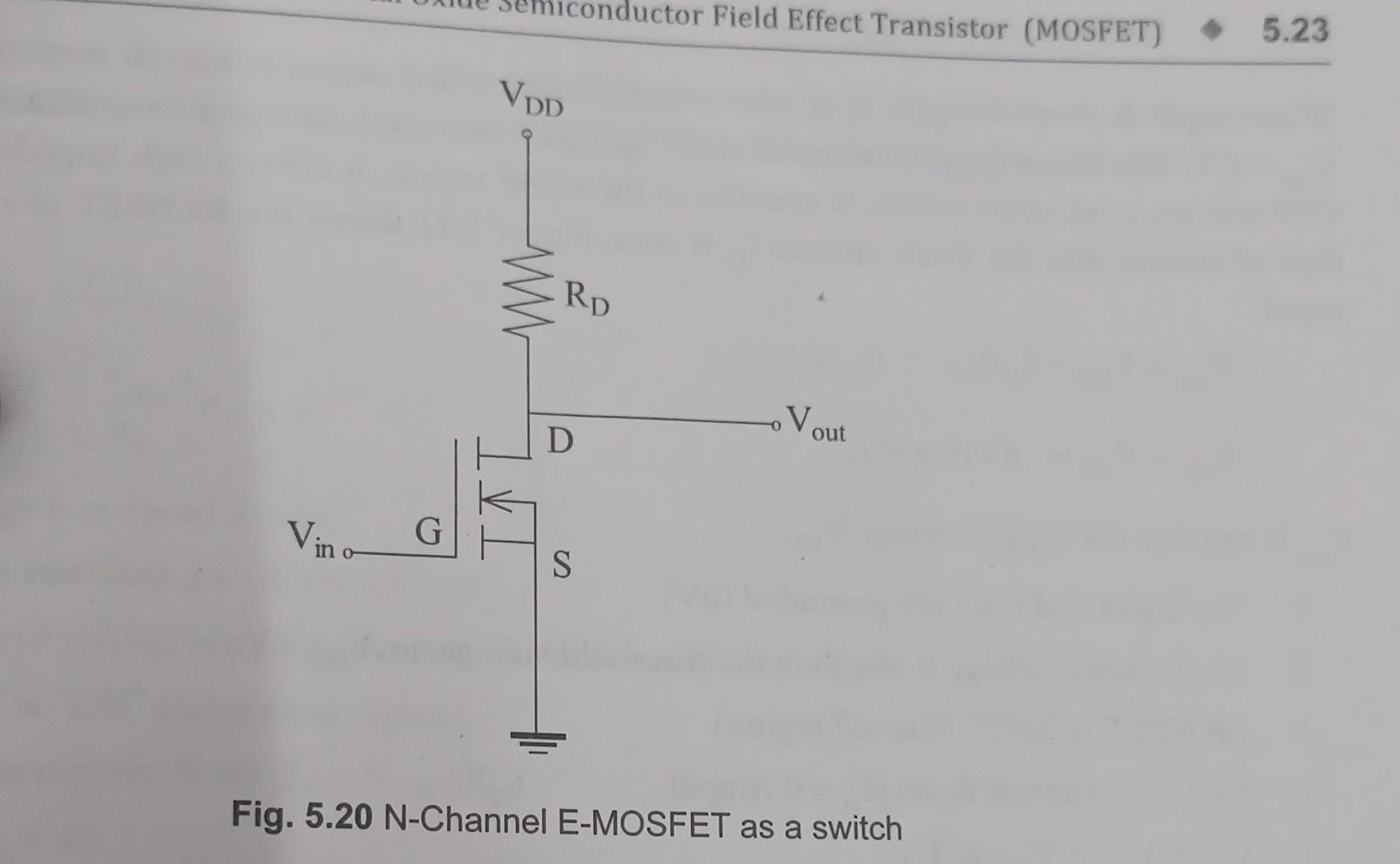 Solved Fig. 5.20 N-Channel E-MOSFET as a switch | Chegg.com
