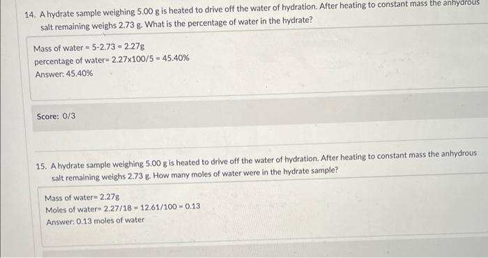 Solved Investigating the Composition of Hydrates Name | Chegg.com