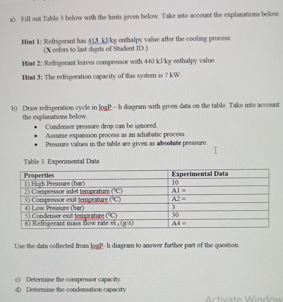 Solved a) Fill out Table 3 below with the hints given below. | Chegg.com