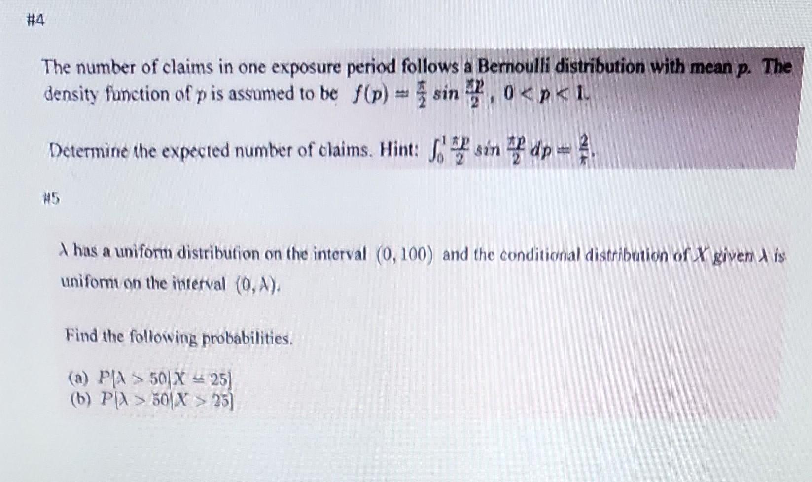 Solved λ has a uniform distribution on the interval (0,100) | Chegg.com