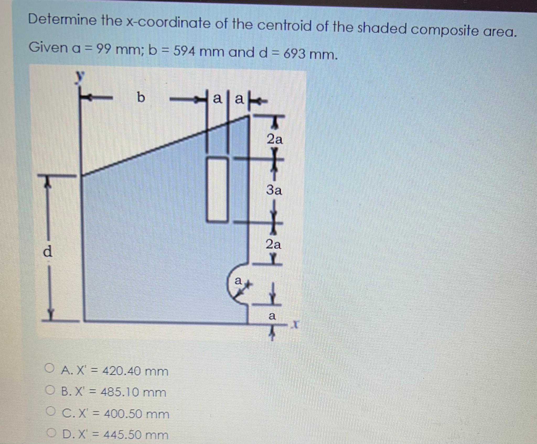 Solved Determine the x-coordinate of the centroid of the | Chegg.com