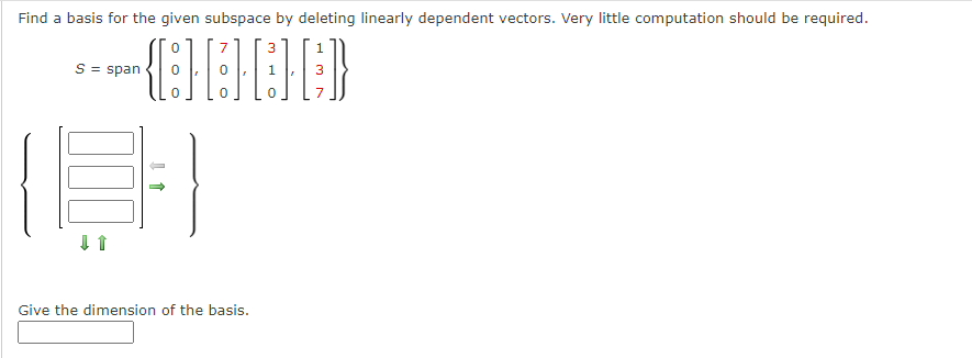 Solved Find a basis for the given subspace by deleting | Chegg.com