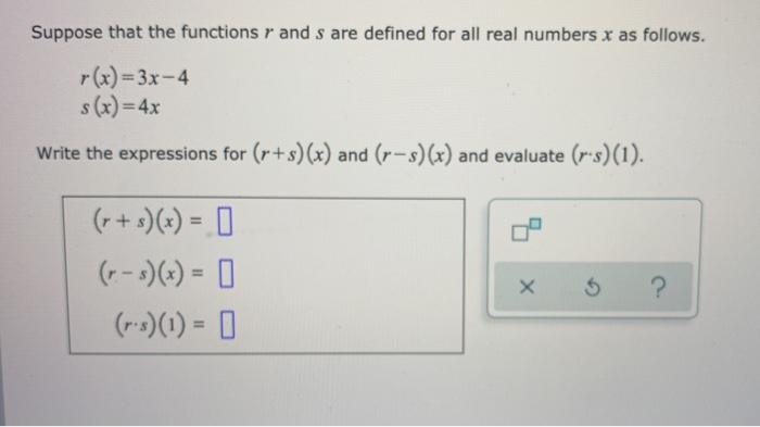 Solved Suppose that the functions r and s are defined for | Chegg.com
