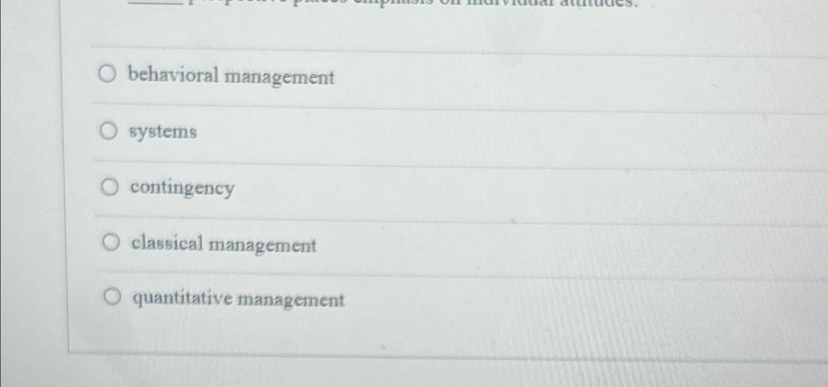Solved behavioral managementsystemscontingencyclassical | Chegg.com