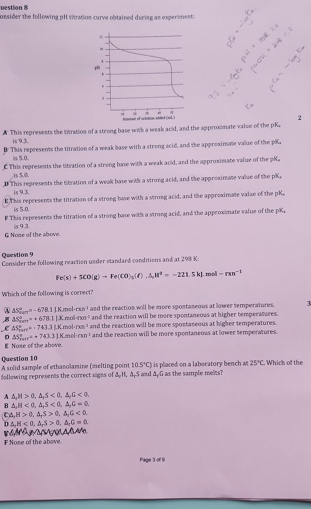 Solved uestion 8 onsider the following pH titration curve | Chegg.com