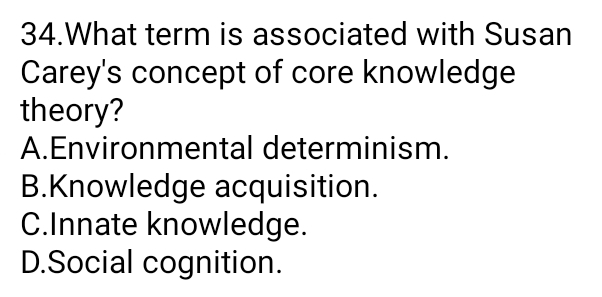 Solved What term is associated with Susan Carey's concept of | Chegg.com