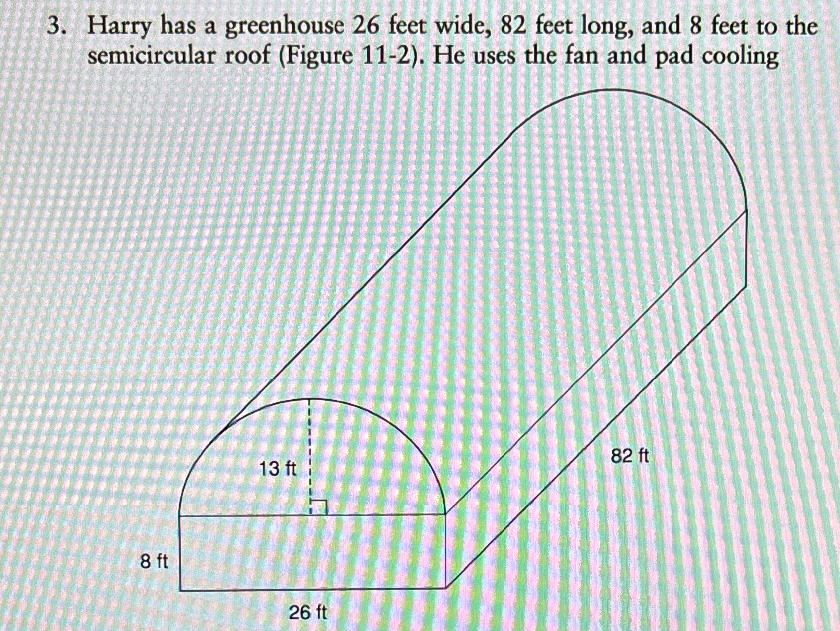 Solved Harry has a greenhouse 26 ﻿feet wide, 82 ﻿feet long, | Chegg.com