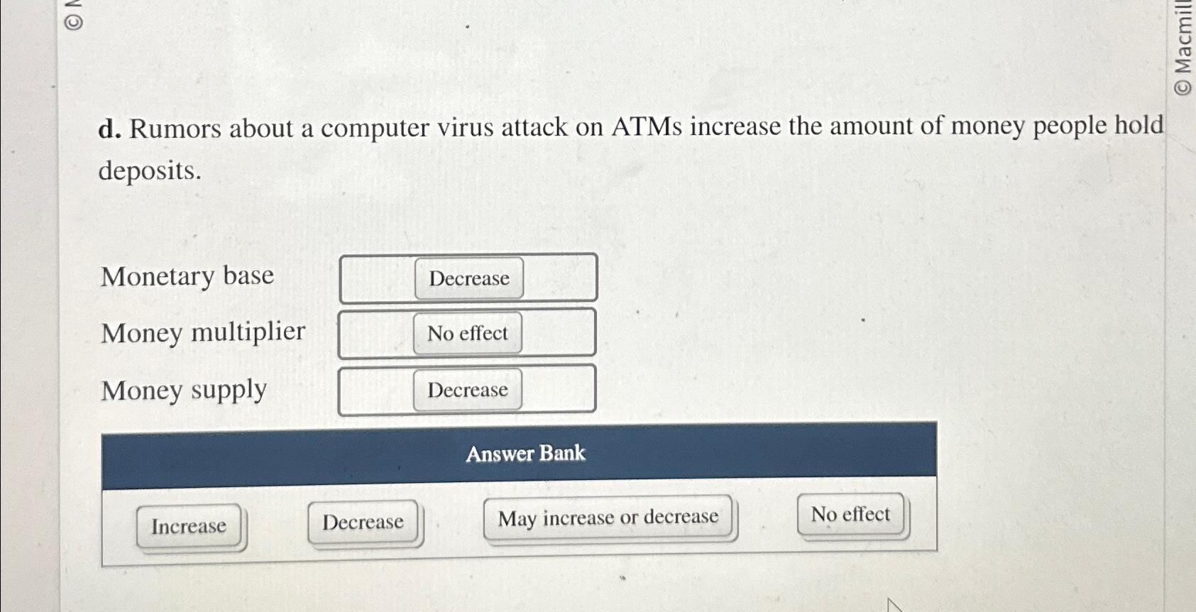 Solved d. ﻿Rumors about a computer virus attack on ATMs | Chegg.com