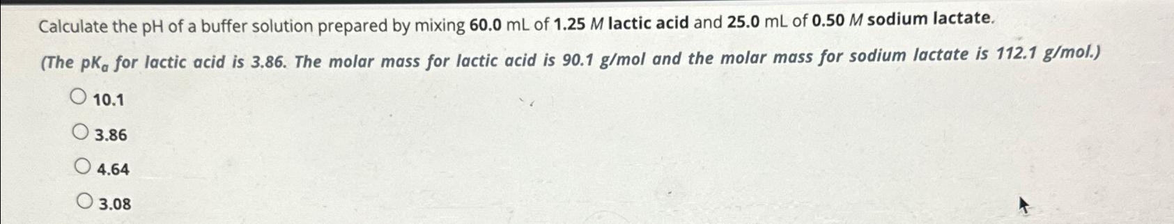 Solved Calculate the pH ﻿of a buffer solution prepared by | Chegg.com
