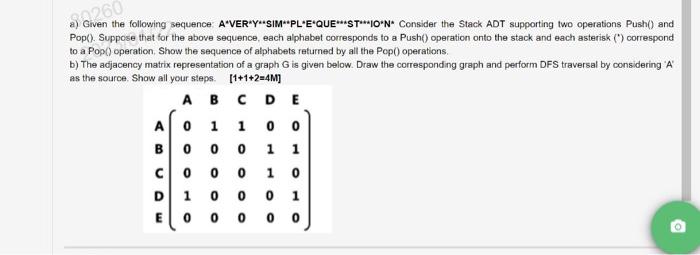 Solved a) Given the following sequence: | Chegg.com