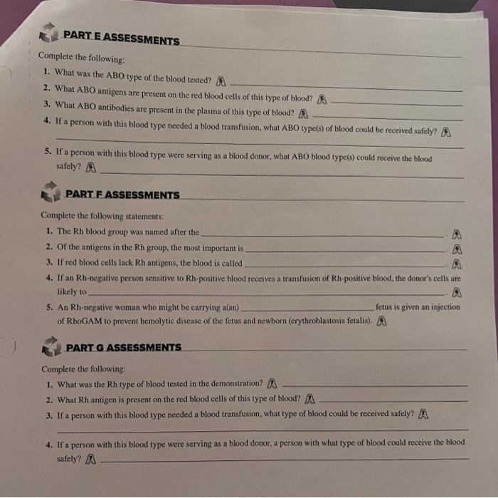 Solved AI PART E ASSESSMENTS Complete the following: 1. What | Chegg.com