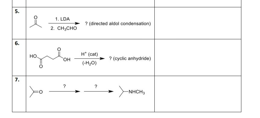 Solved 5. to 1. LDA ? (directed aldol condensation) 2. | Chegg.com