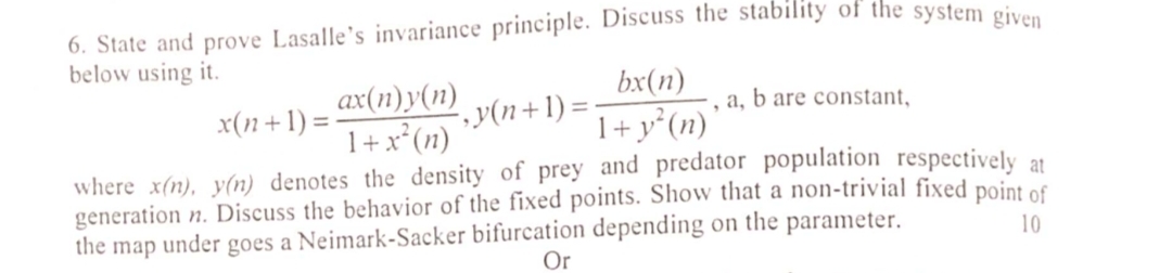 Solved State and prove Lasalle's invariance principle. | Chegg.com