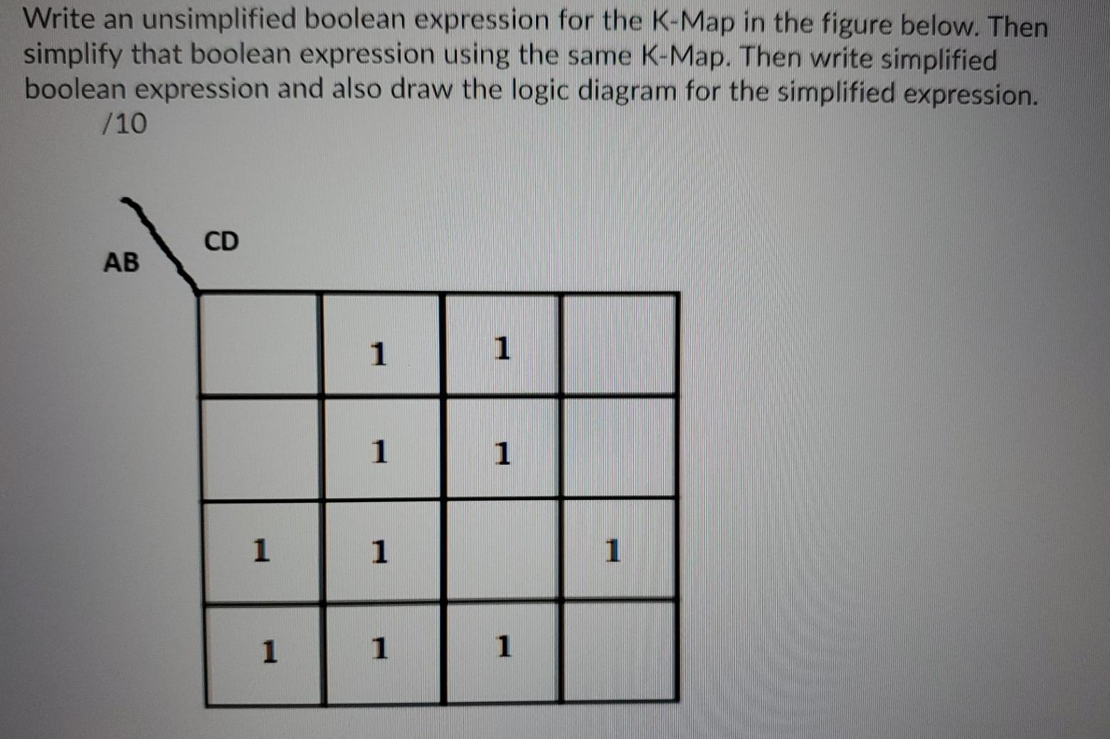 Solved Write an unsimplified boolean expression for the | Chegg.com