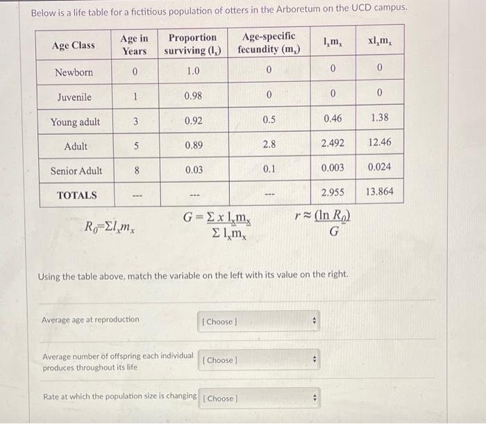 Solved Below is a life table for a fictitious population of | Chegg.com