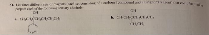 Solved OH 61. List three different sets of reagents (each | Chegg.com