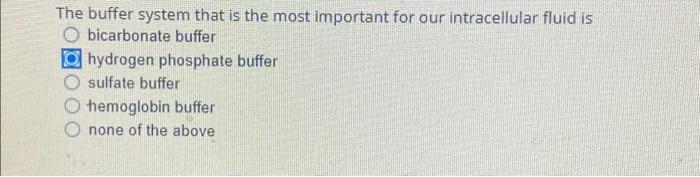 Solved The buffer system that is the most important for our | Chegg.com