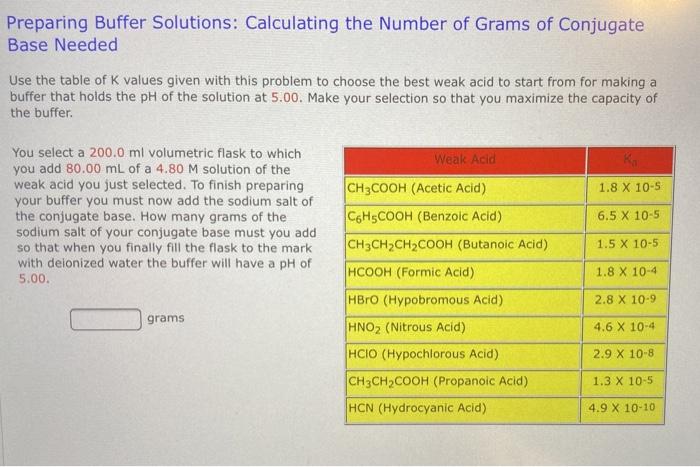 Solved Preparing Buffer Solutions: Calculating the Number of | Chegg.com