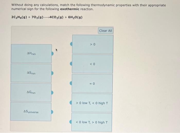 Solved Without doing any calculations, match the following | Chegg.com