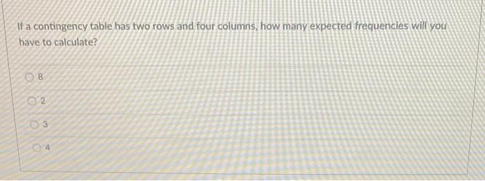 Solved If a contingency table has two rows and four columns, | Chegg.com