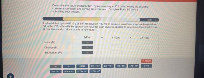 Solved Determine the value of Ksp for SrF a by constructing | Chegg.com