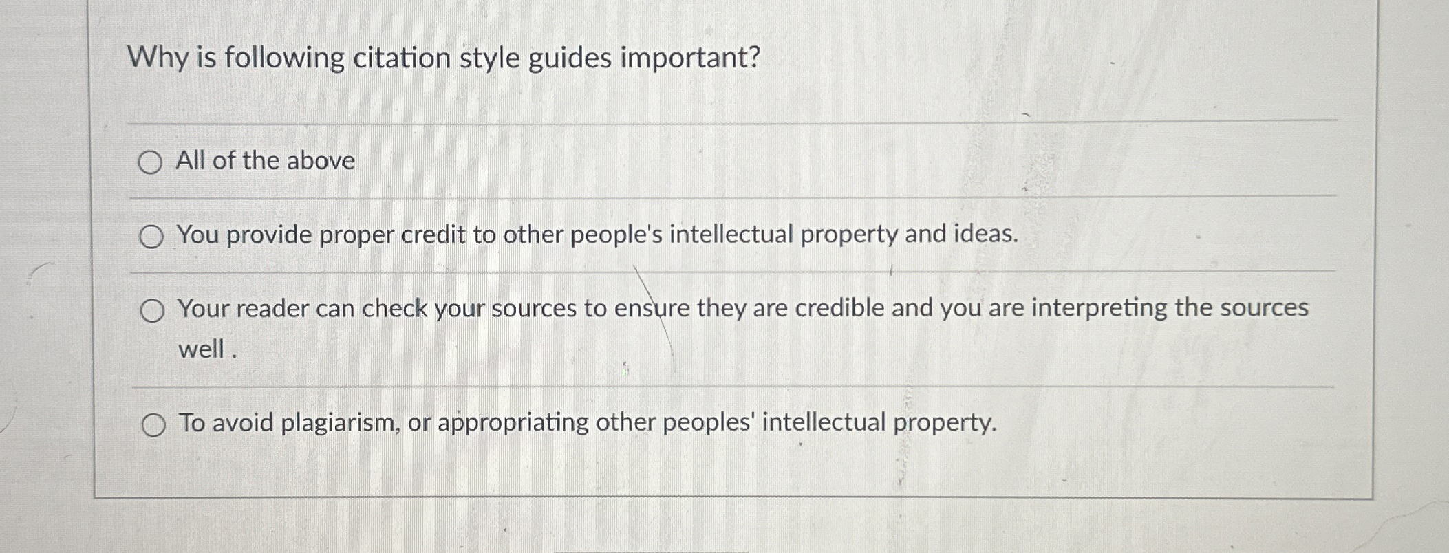 Solved Why is following citation style guides important?All | Chegg.com
