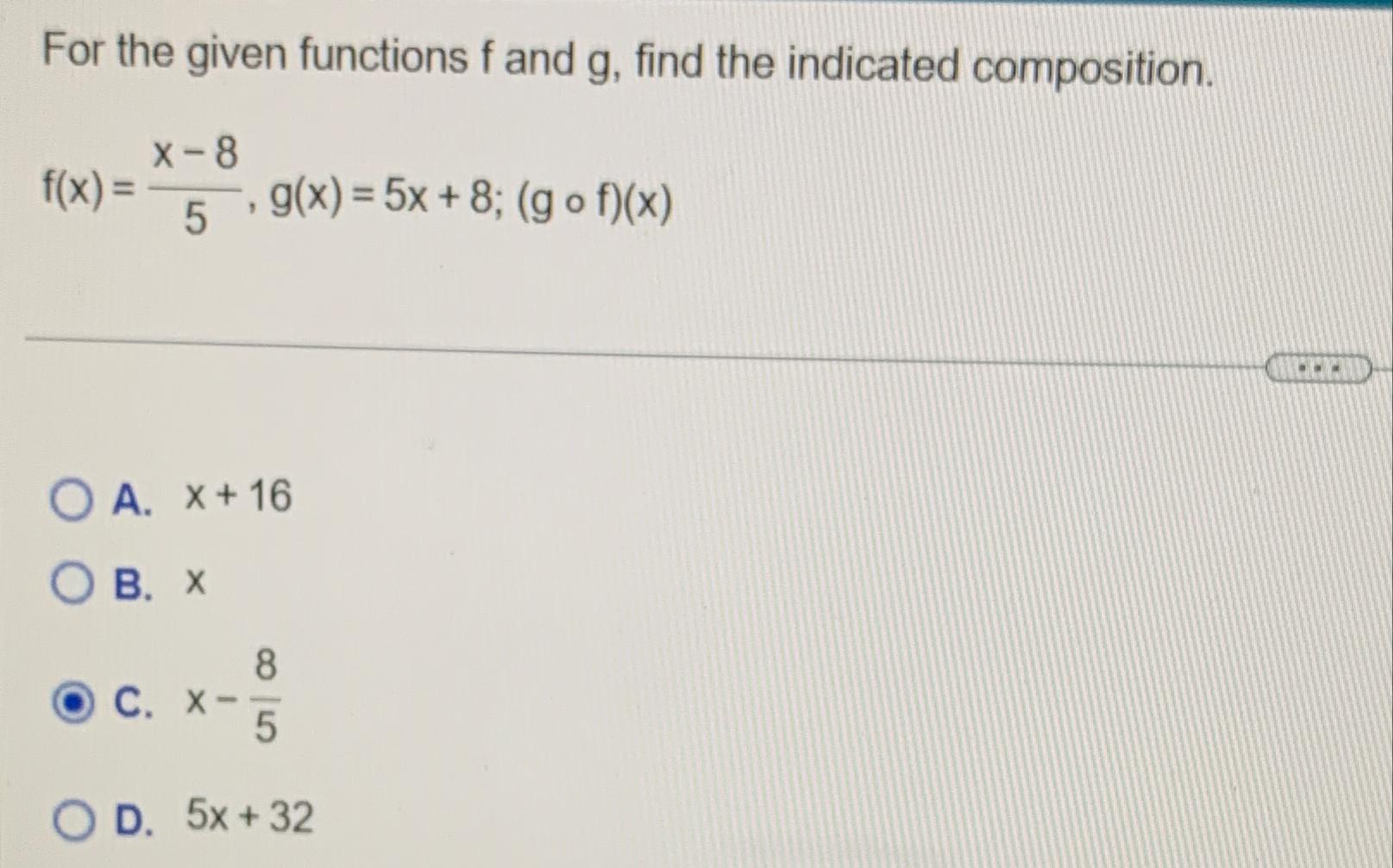 Solved For the given functions f ﻿and g, ﻿find the indicated | Chegg.com