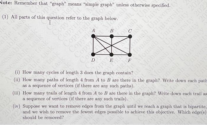 Solved ote: Remember that "graph" means "simple graph" | Chegg.com