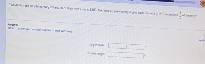 Solved Two angles are supplementary if the sum of their | Chegg.com
