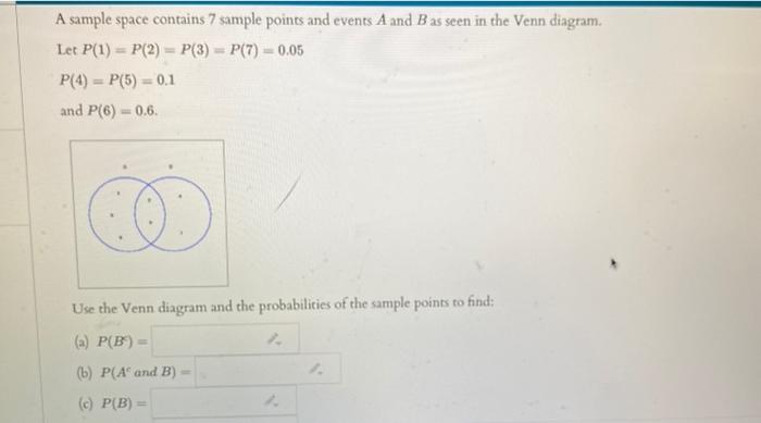 Solved A sample space contains 7 sample points and events A | Chegg.com