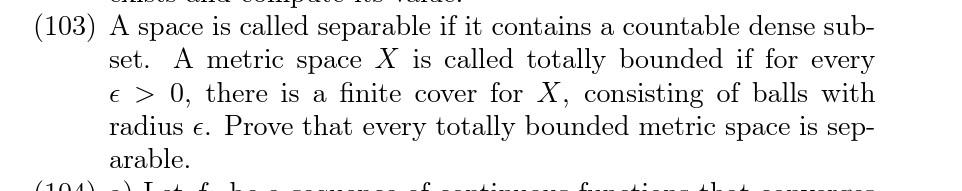 Solved (103) A space is called separable if it contains a | Chegg.com