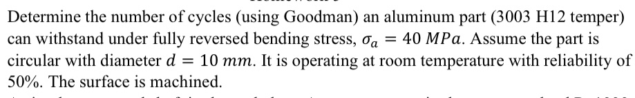 Solved Determine the number of cycles (using Goodman) ﻿an | Chegg.com