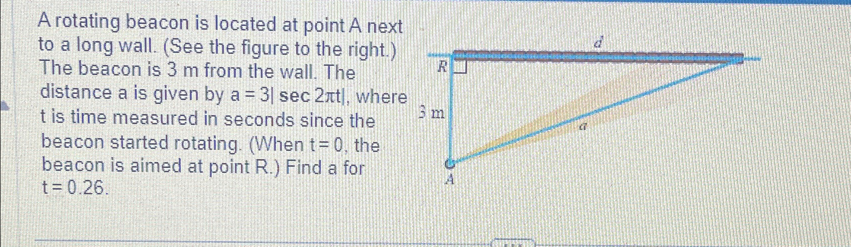 Solved A rotating beacon is located at point A next to a | Chegg.com