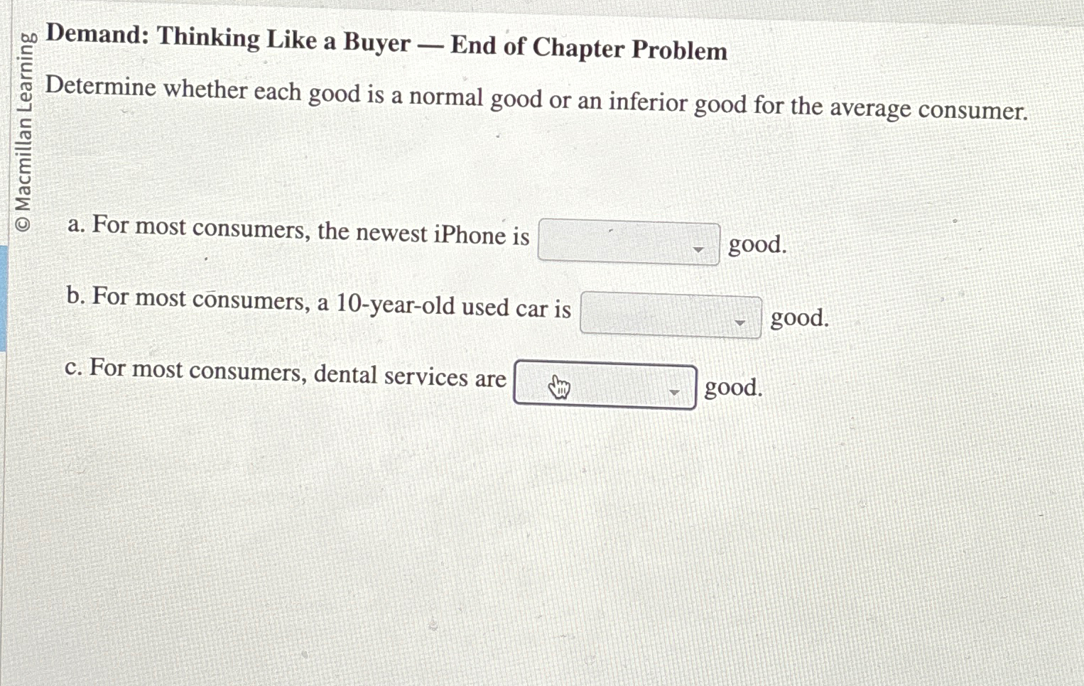 Solved of Demand: Thinking Like a Buyer - ﻿End of Chapter | Chegg.com