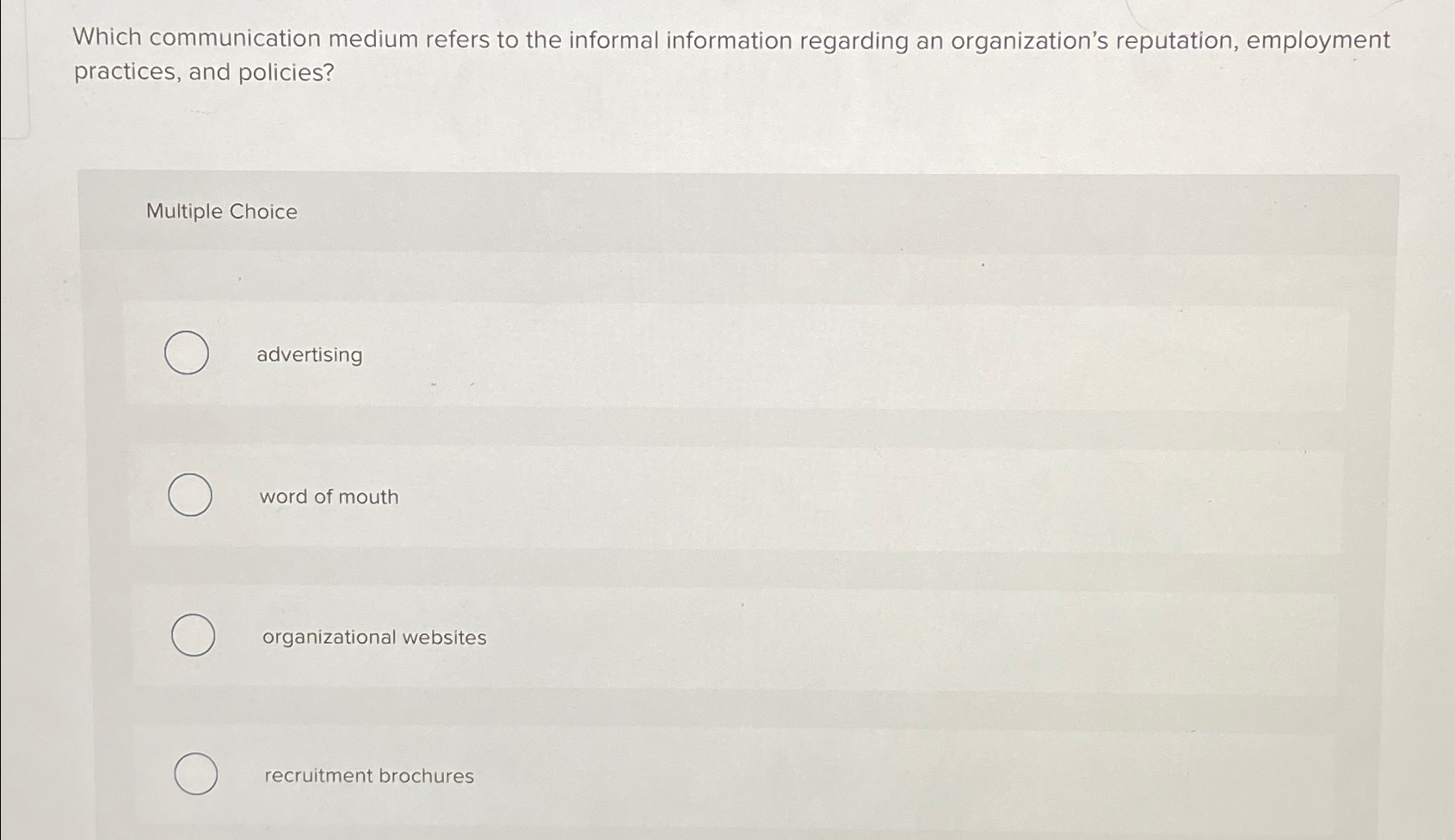 Solved Which communication medium refers to the informal | Chegg.com