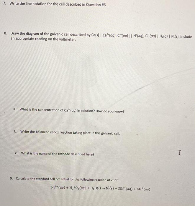 Solved 7. Write the line notation for the cell described in | Chegg.com