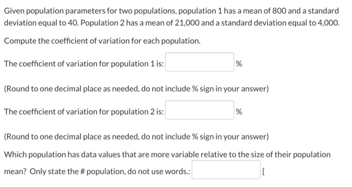 Solved Given population parameters for two populations, | Chegg.com